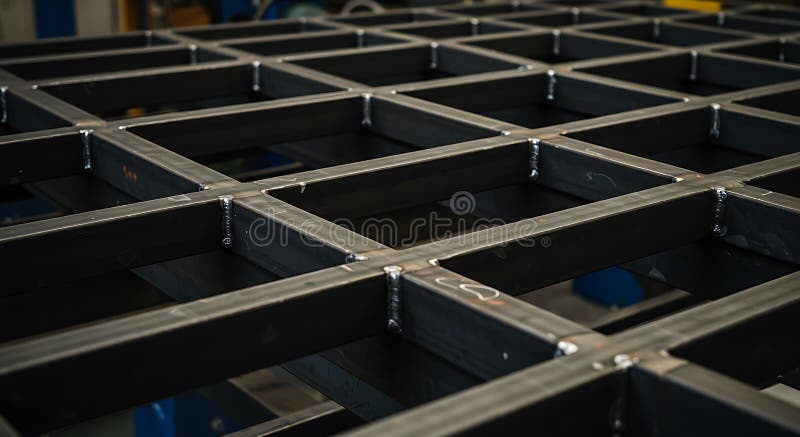 Metal Frame Construction Showing Welding Joints in Grid-like Pattern ...