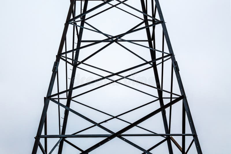 Metal Frame of an Electrical Tower in Cloudy Weather Stock Image ...