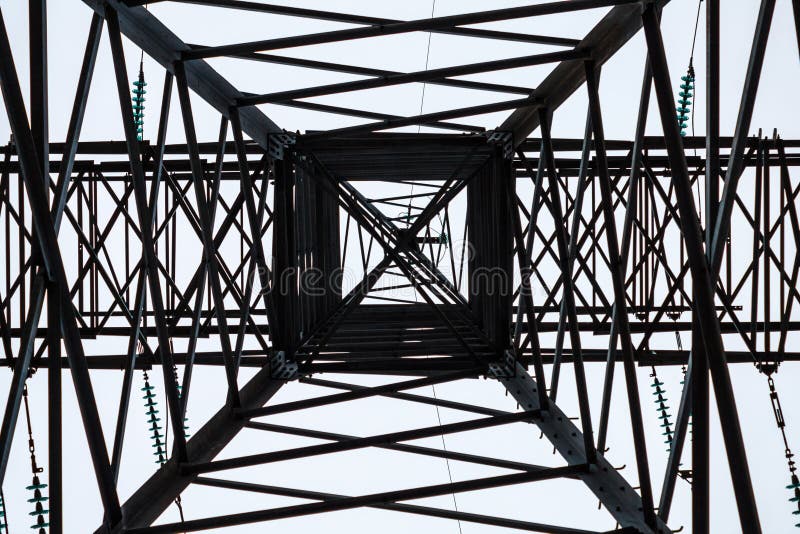 Metal Frame of an Electrical Tower in Cloudy Weather Stock Image ...