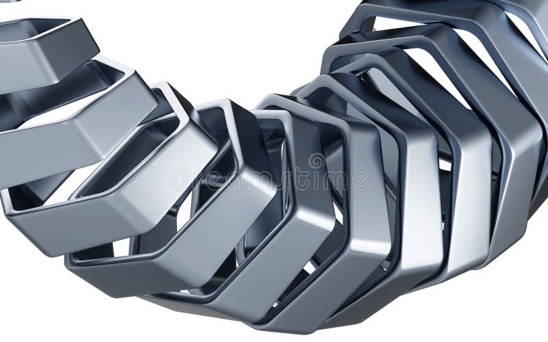 Metal Frame with Hexagonal Shape, 3d Rendering Stock Illustration ...