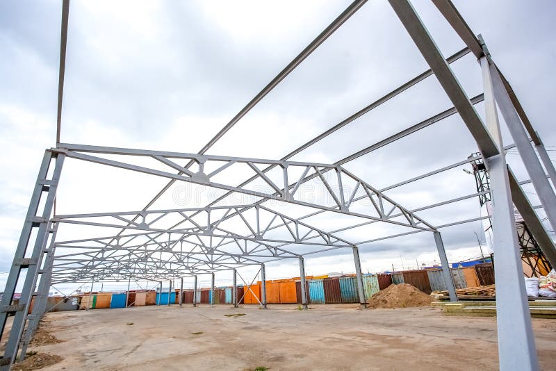 Metal Frame of an Building in the Industrial Area Stock Image - Image ...