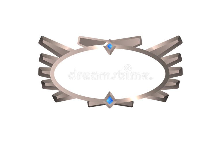 Metal Frame for Interface Ui Ux Game, Vector Cartoon Rank Silver Oval ...