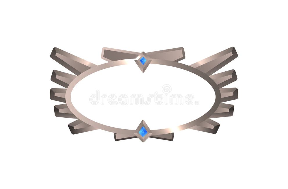 Metal Frame for Interface Ui Ux Game, Vector Cartoon Rank Silver Oval ...