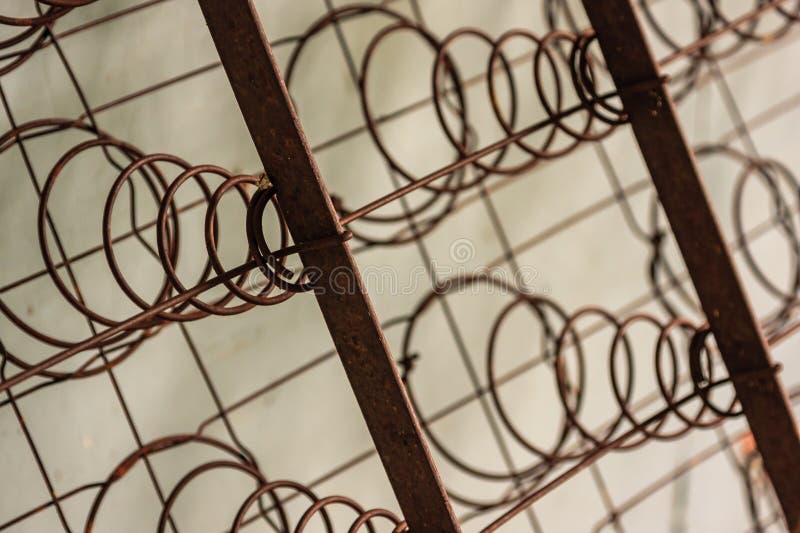 A Metal Frame with Many Springs and a Wire Mesh Stock Image - Image of ...