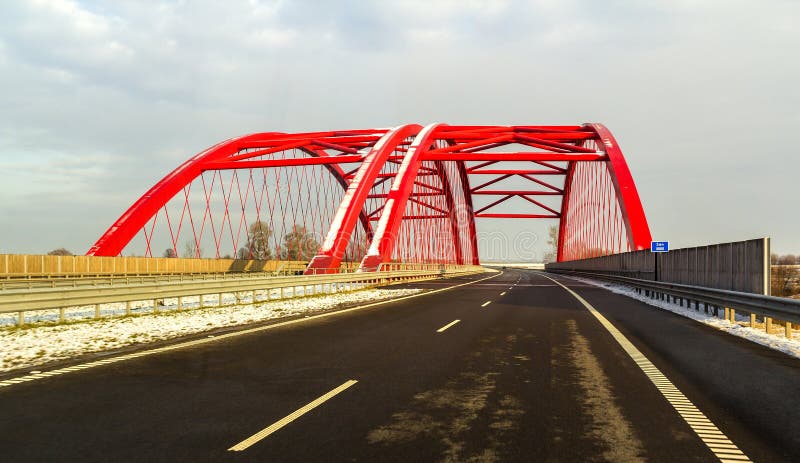 Metal Frame Structure of a Bridge Over a Highway Road Stock Image ...