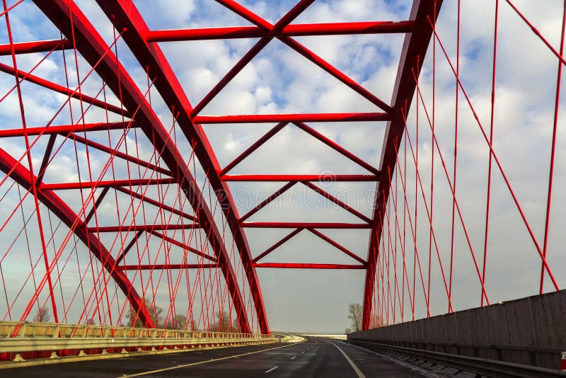 Metal Frame Structure of a Bridge Over a Highway Road Stock Photo ...