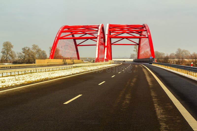 Metal Frame Structure of a Bridge Over a Highway Road Stock Photo ...