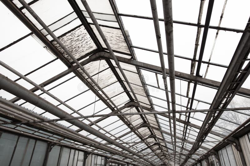 Metal Frames Inside the Greenhouse. Stock Image - Image of light ...