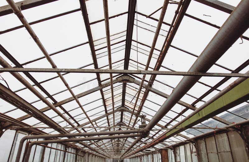 Metal Frames Inside the Greenhouse. Stock Photo - Image of glass ...