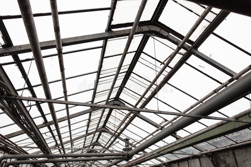 Metal Frames Inside the Greenhouse. Stock Photo - Image of roof, glass ...