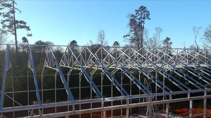 Greenhouse Frame Construction in Progress. Metal Structure Being Built ...