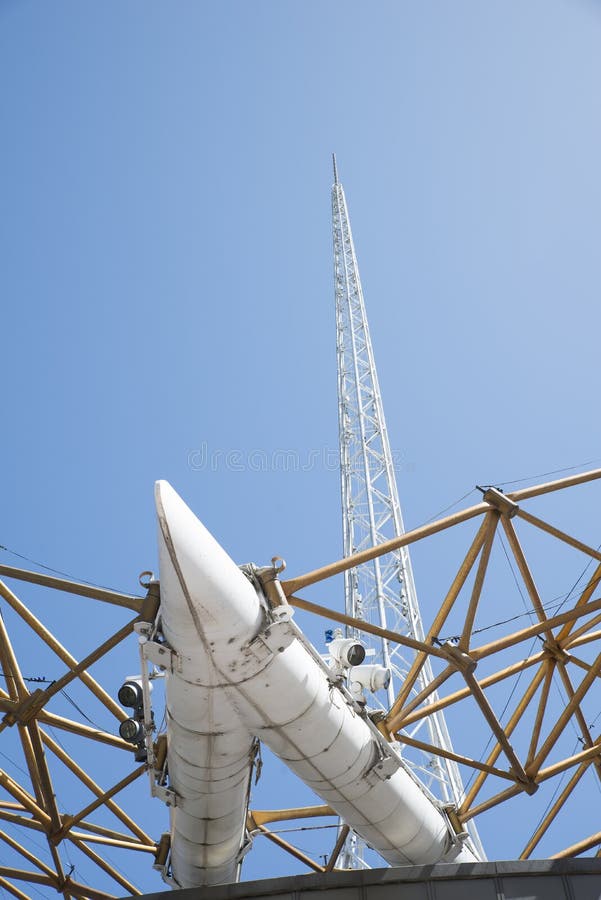 Metal Framework and Spire on Top of Modern Building. Stock Image ...