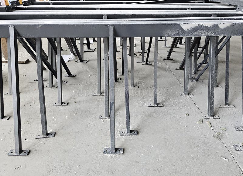 Metal Framework Structures Being Assembled in an Industrial Workshop ...