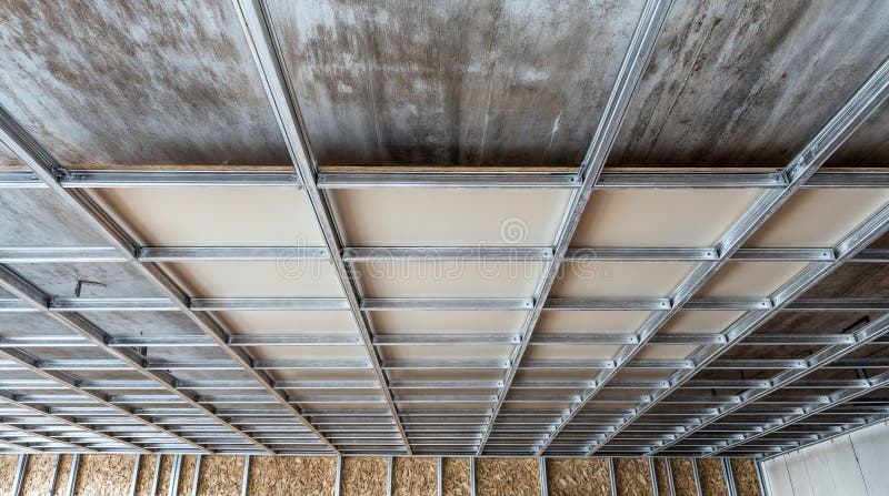 Metal Framework of Suspended Ceiling is Getting Assembled Stock Photo ...