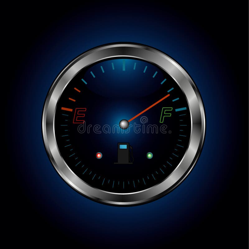 Red Fuel Level Light on Car Dashboard Stock Illustration - Illustration ...
