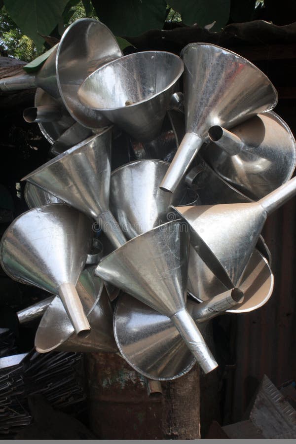 Metal funnels stock image. Image of funnels, racking, home - 8480981