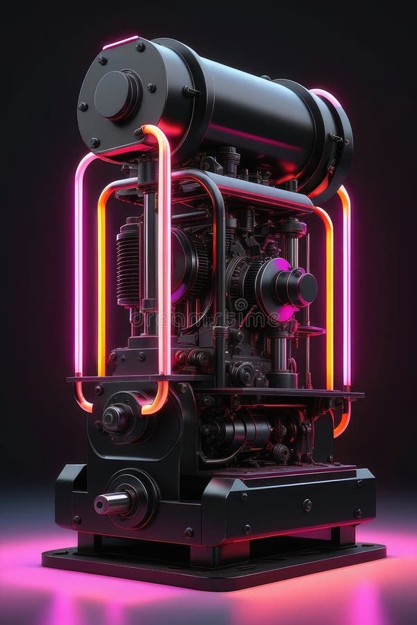 A Metal Futuristic Machine with Neon Lights, Vertical Composition Stock ...