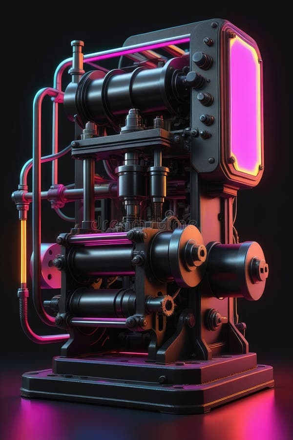 A Metal Futuristic Machine with Neon Lights, Vertical Composition Stock ...