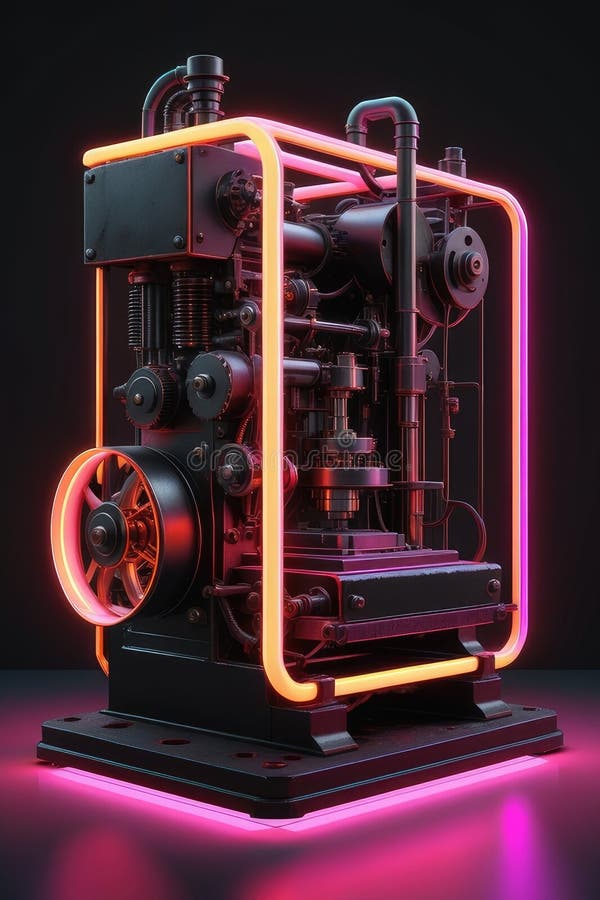 A Metal Futuristic Machine with Neon Lights, Vertical Composition Stock ...