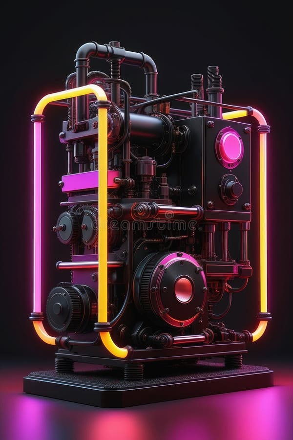 A Metal Futuristic Machine with Neon Lights, Vertical Composition Stock ...