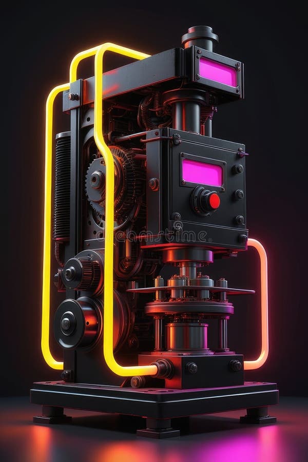 A Metal Futuristic Machine with Neon Lights, Vertical Composition Stock ...