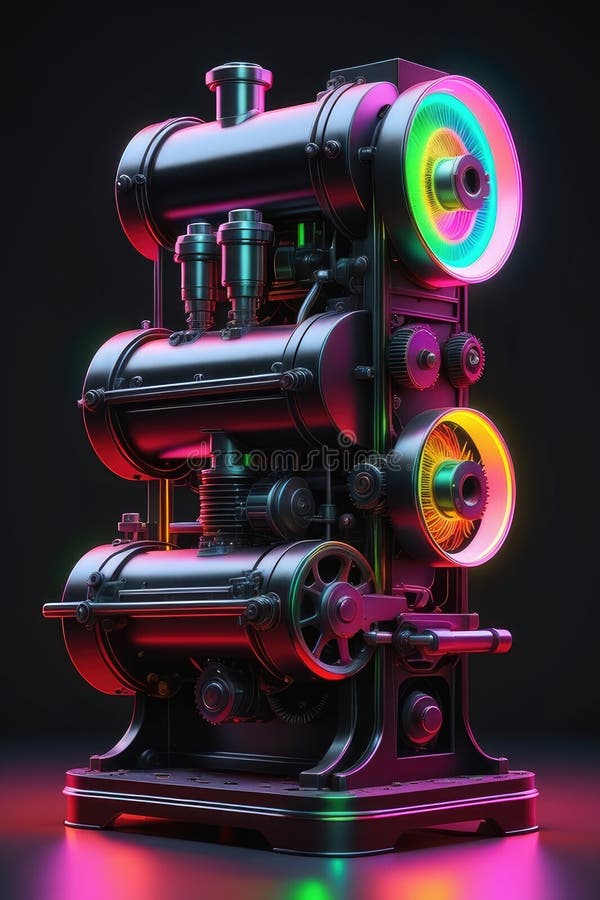 A Metal Futuristic Machine with Neon Lights, Vertical Composition Stock ...