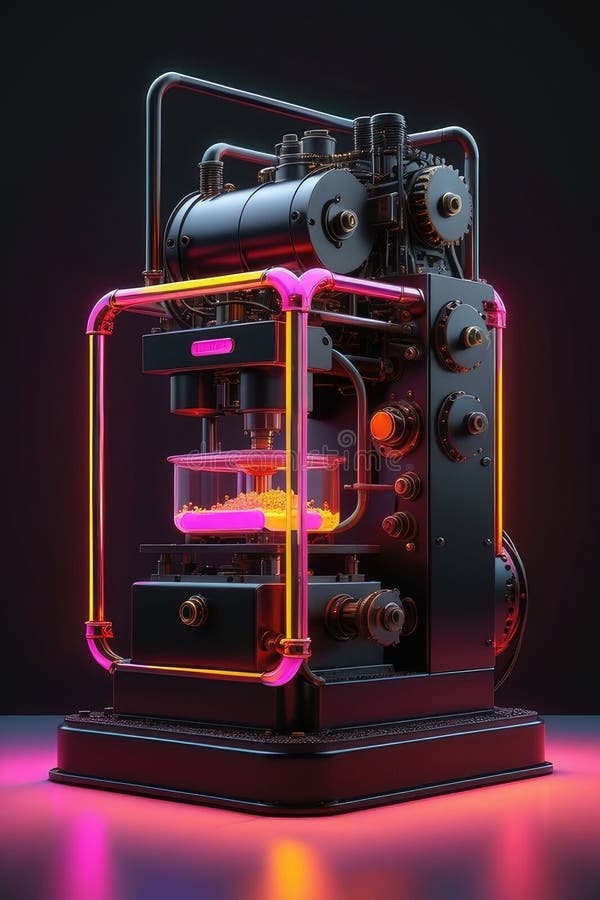 A Metal Futuristic Machine with Neon Lights, Vertical Composition Stock ...