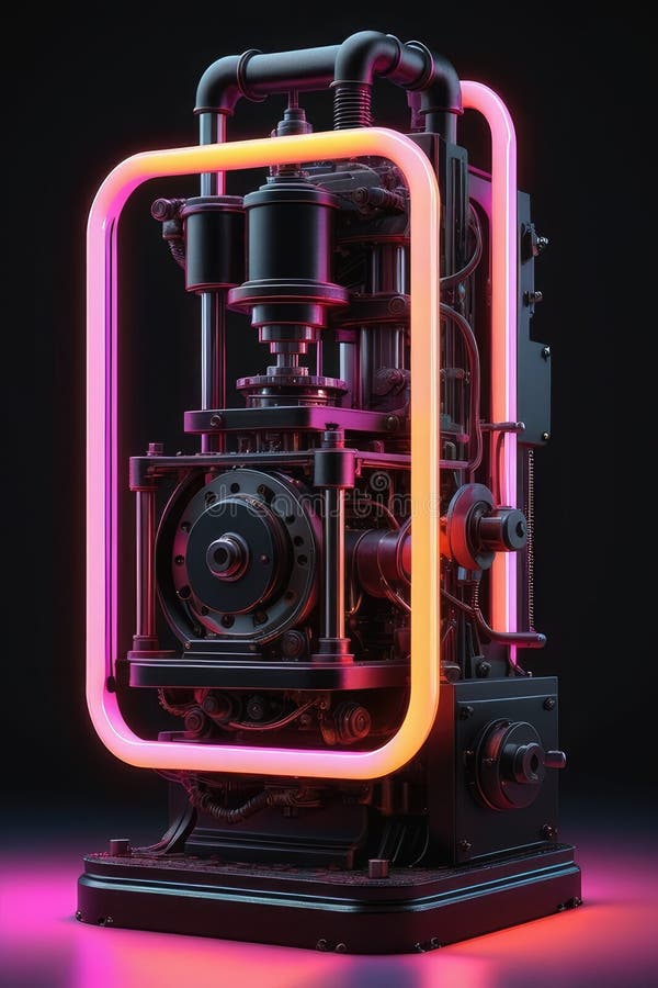 A Metal Futuristic Machine with Neon Lights, Vertical Composition Stock ...