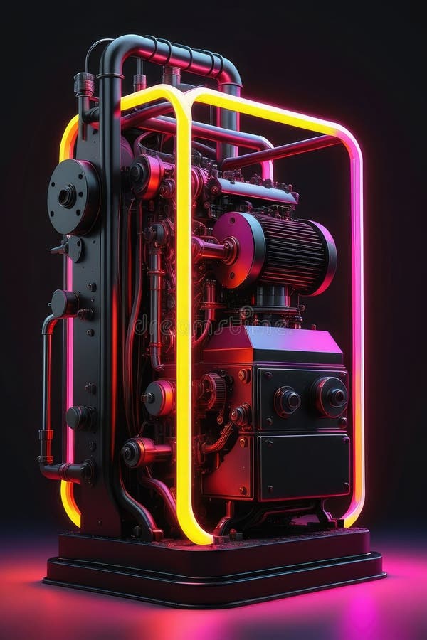 A Metal Futuristic Machine with Neon Lights, Vertical Composition Stock ...