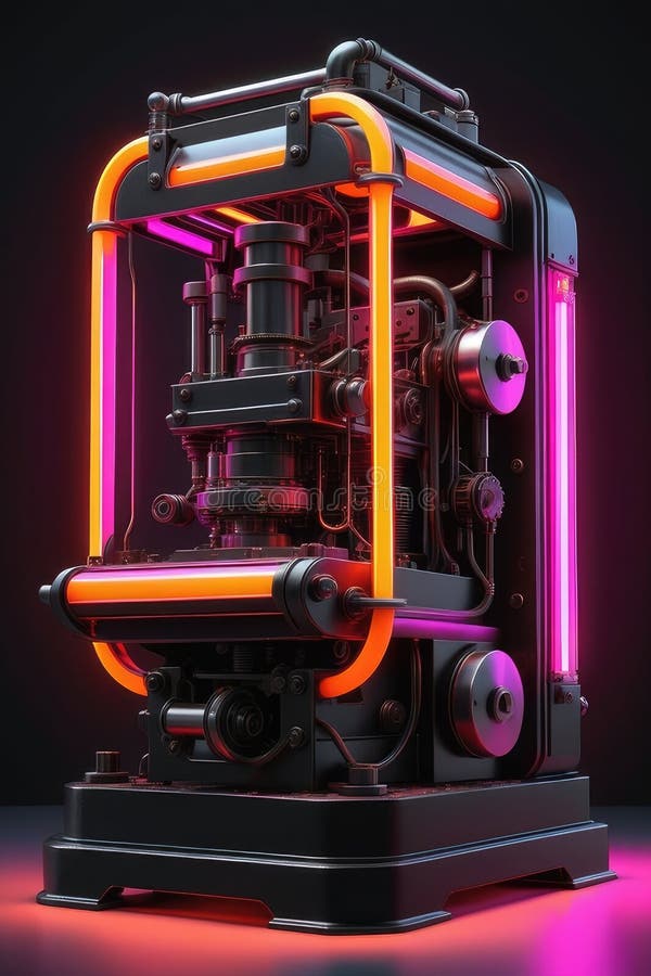 A Metal Futuristic Machine with Neon Lights, Vertical Composition Stock ...