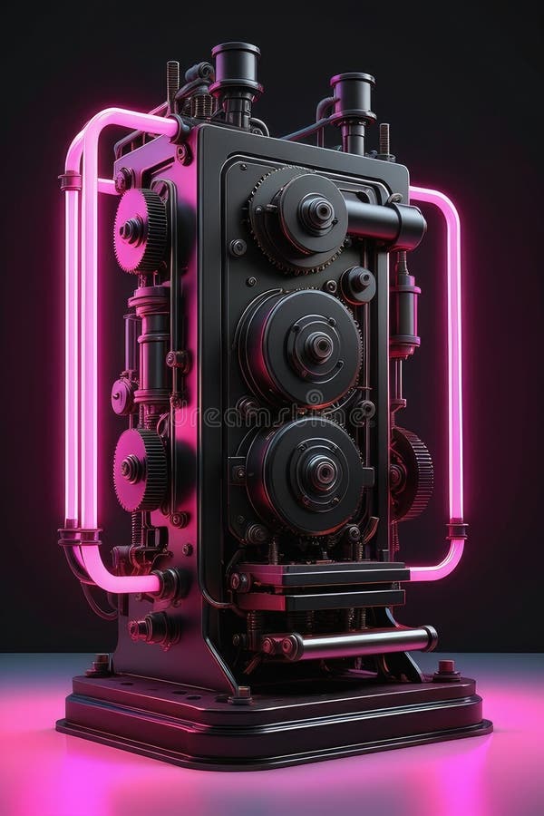 A Metal Futuristic Machine with Neon Lights, Vertical Composition Stock ...