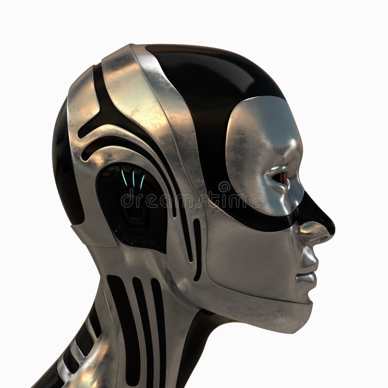 Metal Futuristic Robotic Head Stock Illustration - Illustration of ...