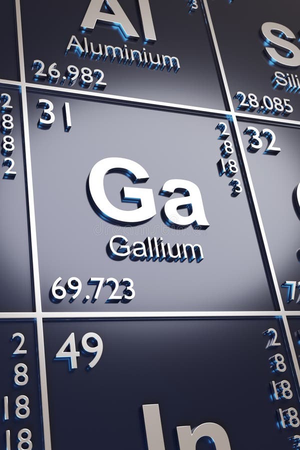 The Metal Gallium on the Periodic Table of Elements. 3d Illustration ...