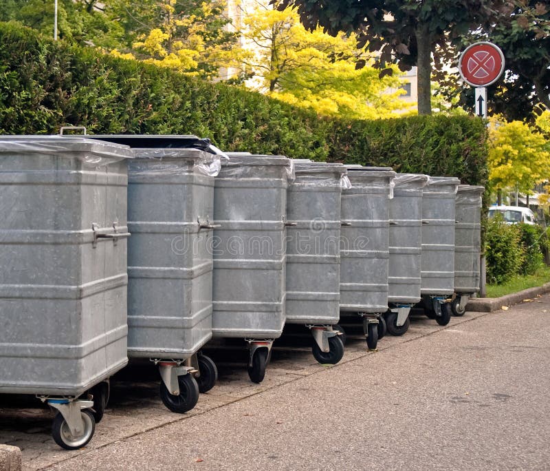 Metal garbage bins stock image. Image of waste, city - 21614235