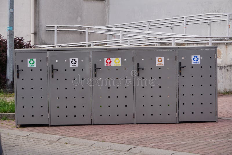 Metal Garbage Bins of Different Colors for Separate Collection of ...