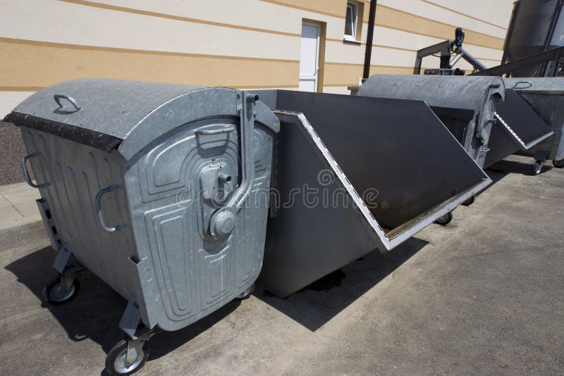 Metal Garbage Containers stock photo. Image of environment - 55777894