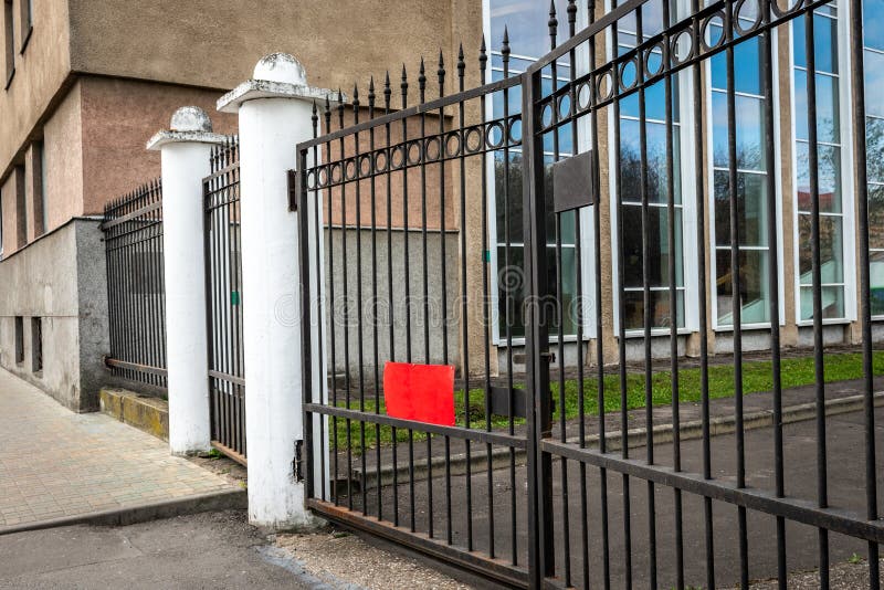 Metal Gates in Front of the Administrative Building Stock Photo - Image ...