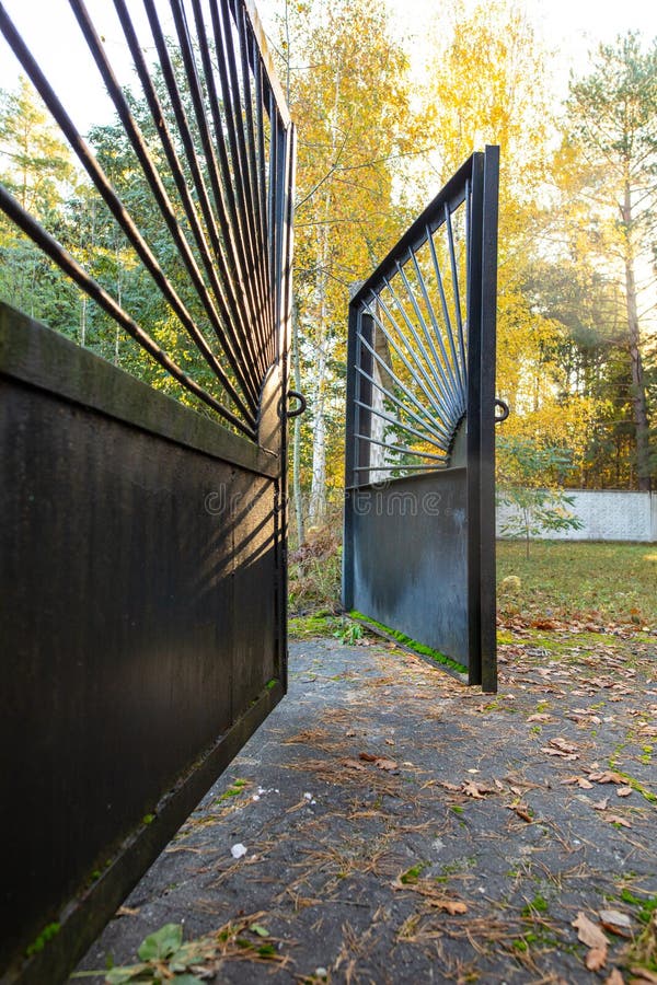 Metal gates in the park stock photo. Image of wall, bright - 262165568