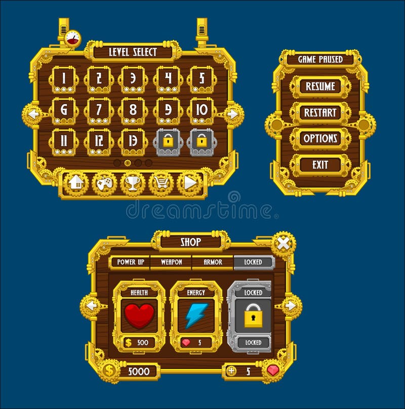 Metal Game GUI Set stock vector. Illustration of machine - 116797003