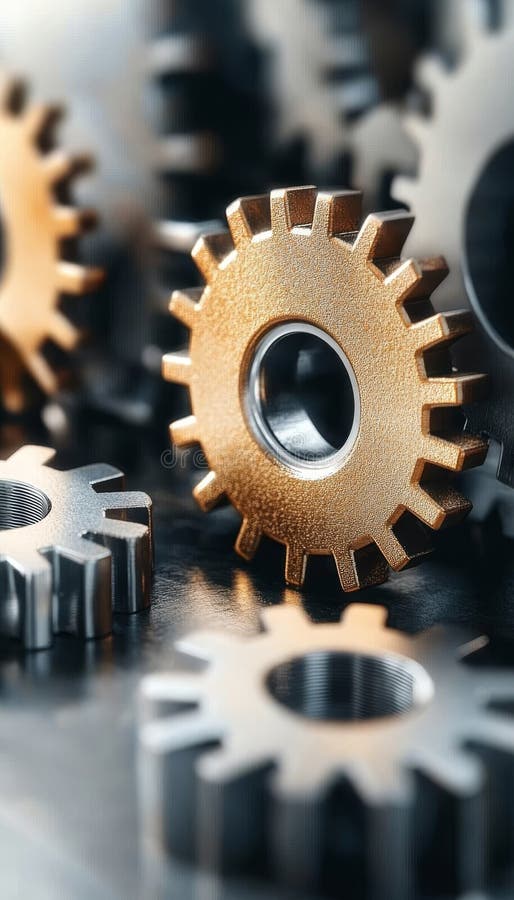 Metal Gears Close-up View of Interlocking Cogs and Machinery Components ...
