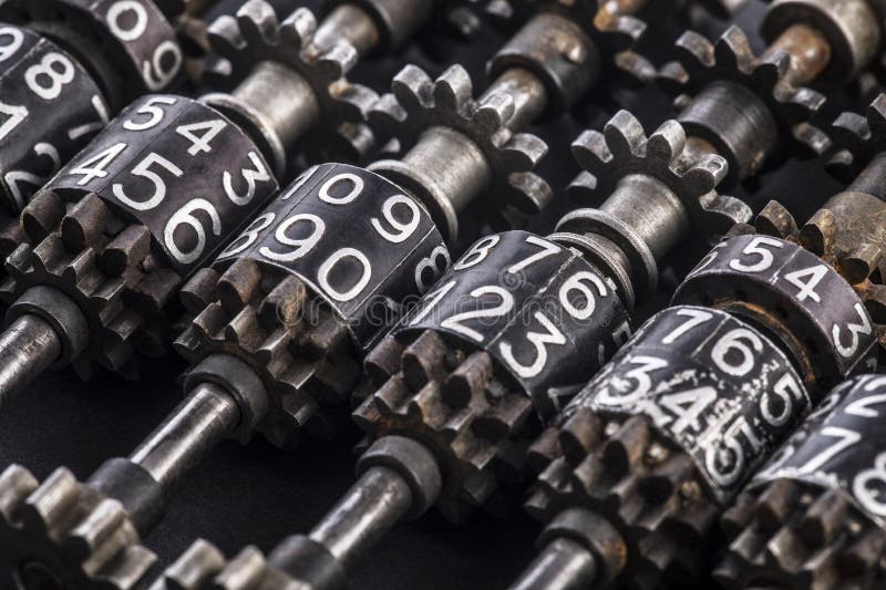 Metal Gears and Cogs Mechanism with Numbers Stock Photo - Image of ...