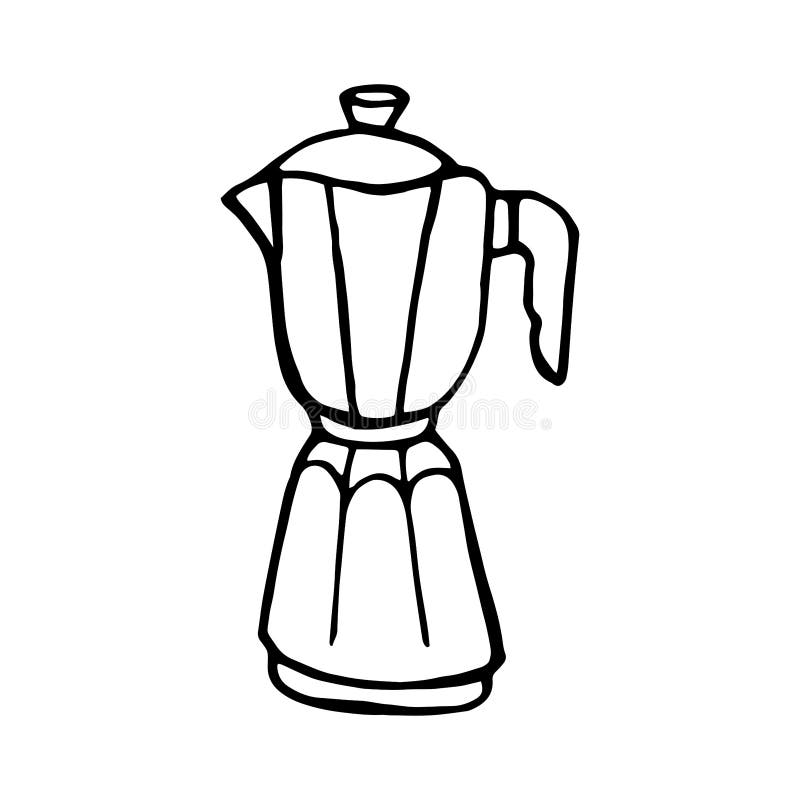 Metal Geyser Coffee Pot. Hand-drawn Doodle Stock Vector - Illustration ...