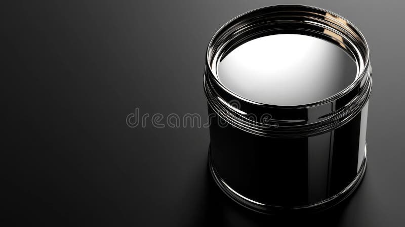 Metal Glossy Black Container with Smooth Surface on Dark Background ...