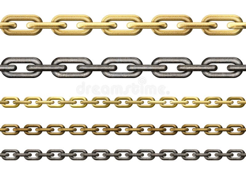 Metal and Gold Chains Collection Isolated Stock Illustration ...