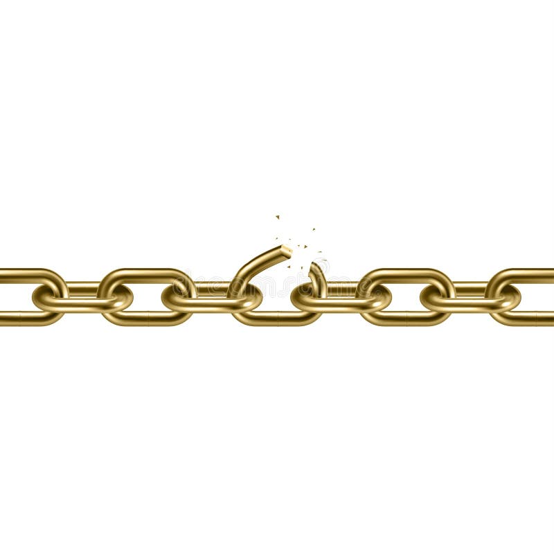 Metal Golden Broken Chain 3D. Freedom Concept Stock Illustration ...