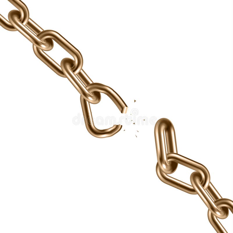 Metal Golden Broken Chain 3D. Freedom Concept Stock Illustration ...