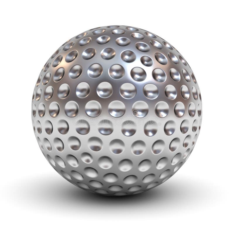 Metal Golf Ball Over White Background with Reflection and Shadow Stock ...