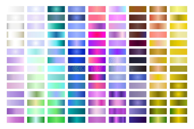 Metal Gradient Collection of All Color Swatches Stock Vector ...