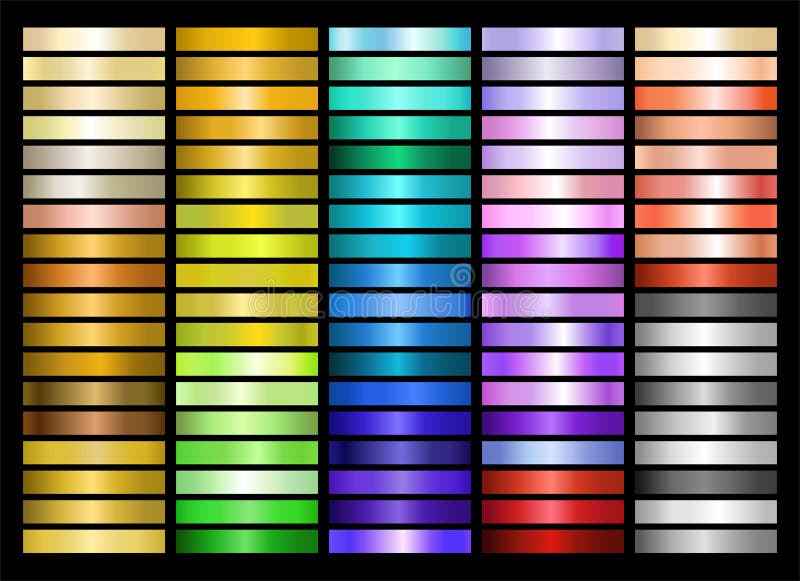 Metal Gradient Collection of Every Color Swatches Stock Vector ...