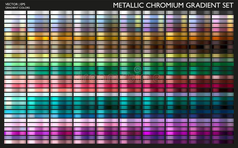 Metal Gradient Color Set. Chrome Texture Surface Background Template ...